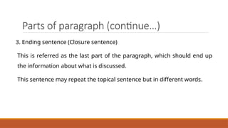 Paragraph writing lecture 2.. B.ed. pptx | PPT