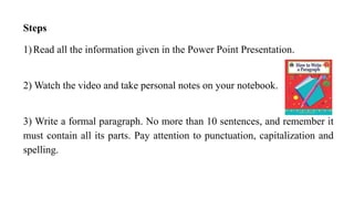 Paragraph writing ppp (final version) | PPTX