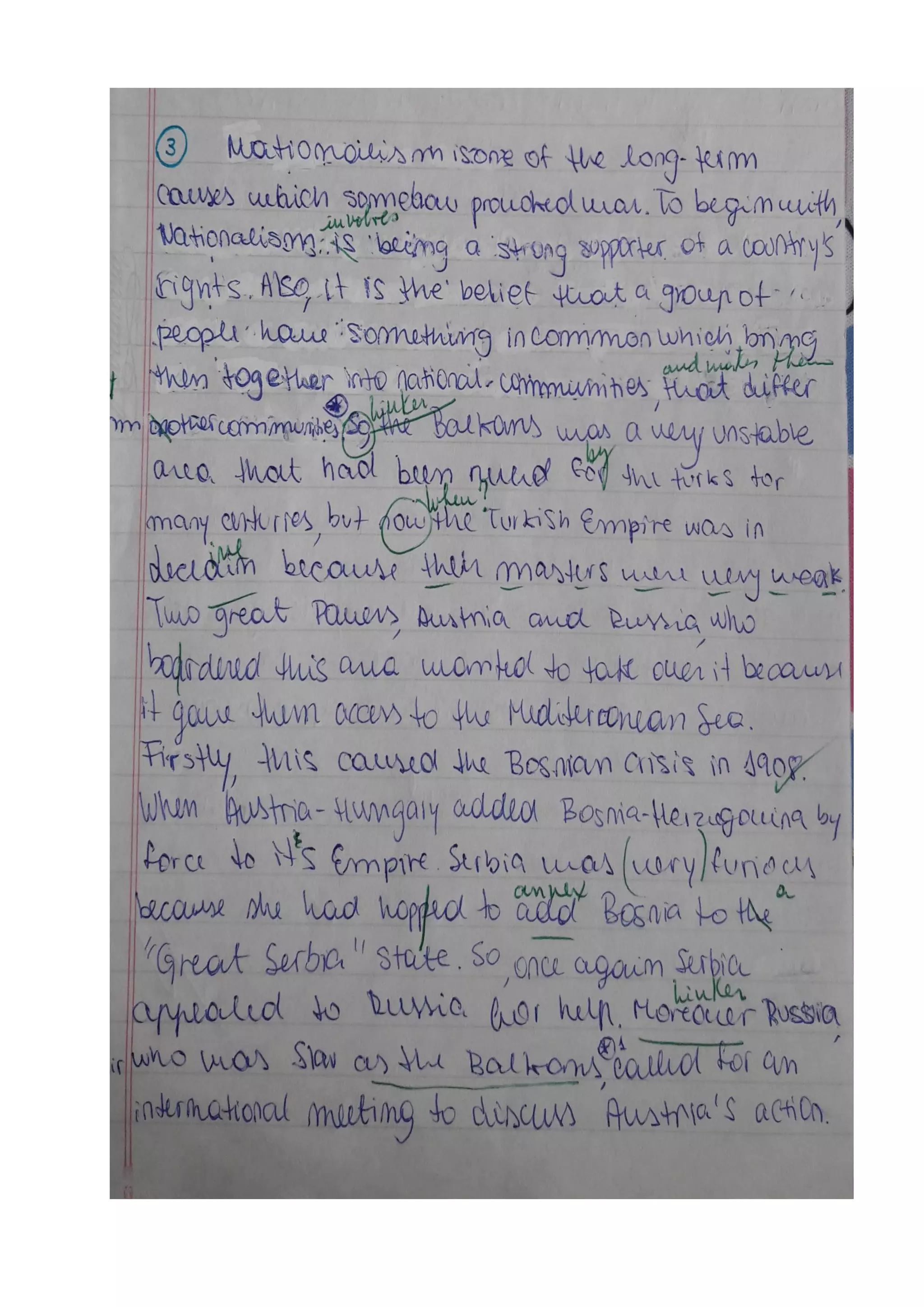 History Paragraph Writing Samples Causes of WWI | PDF