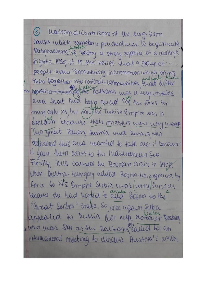 History Paragraph Writing Samples Causes of WWI | PDF