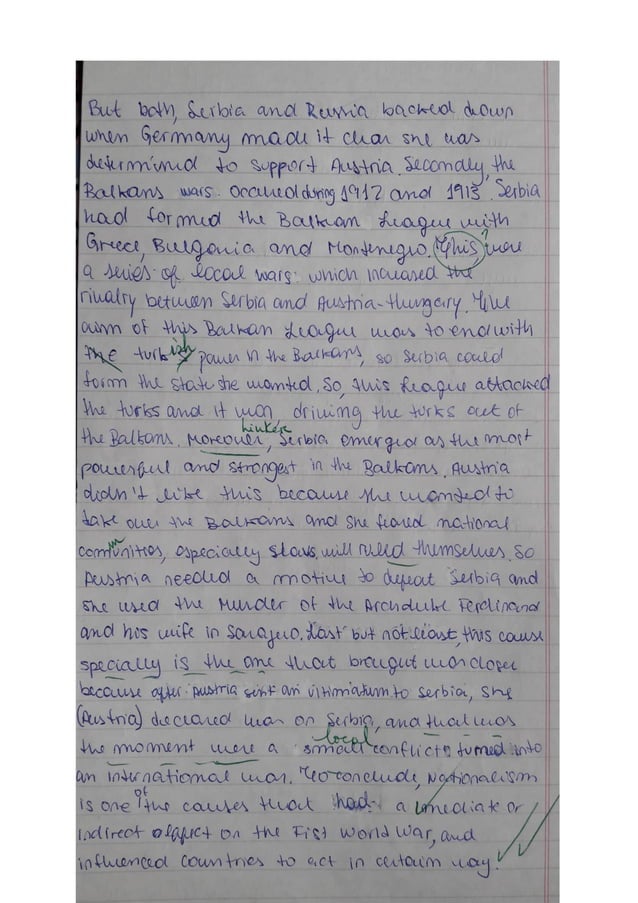 History Paragraph Writing Samples Causes of WWI | PDF