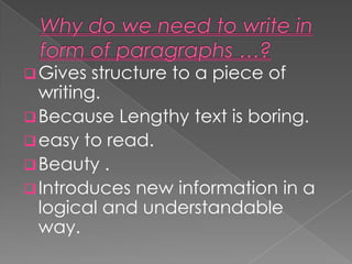 Parahraph writing | PPTX | Parenting Teens | Parenting