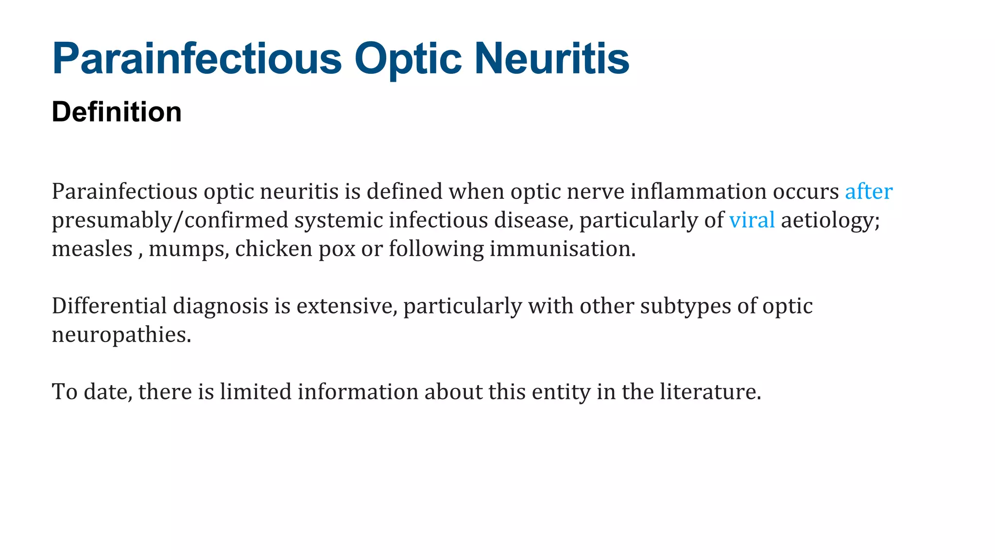 Parainfectious optic neuritis | PPTX