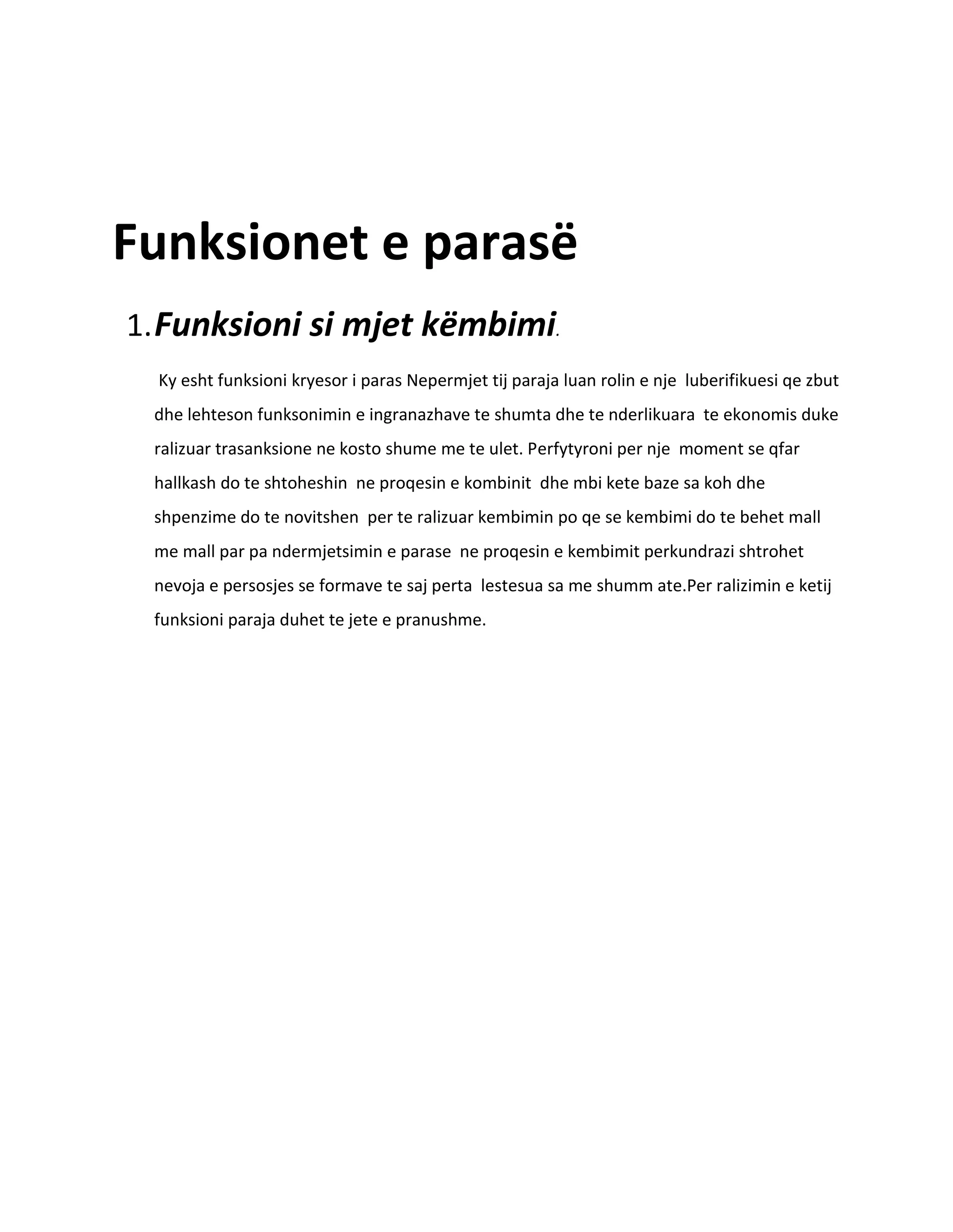Paraja dhe funksionet e saj | DOCX