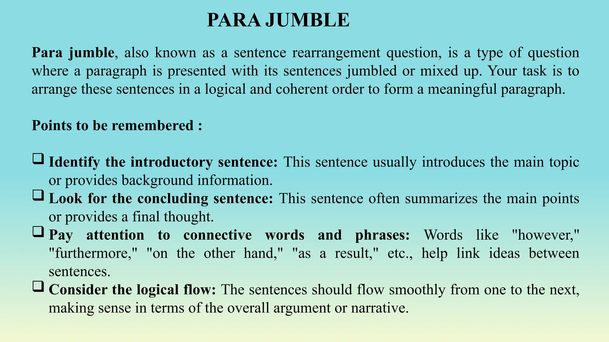 PARAJUMBLES & ITS RULES WITH EXAMPLES : Grammar | PPTX
