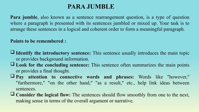 PARAJUMBLES & ITS RULES WITH EXAMPLES : Grammar | PPTX