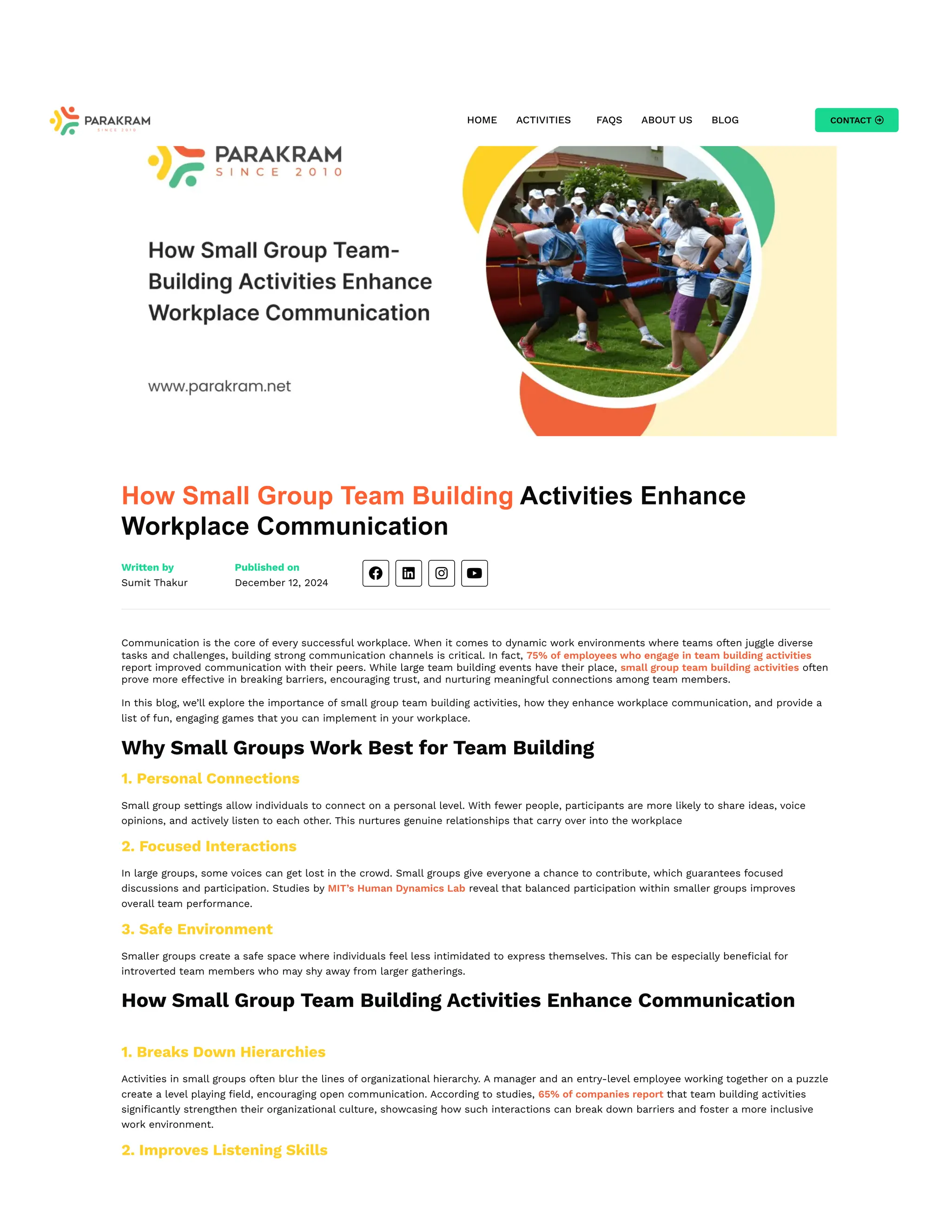 How Small Group Team Building Activities Enhance Workplace ...