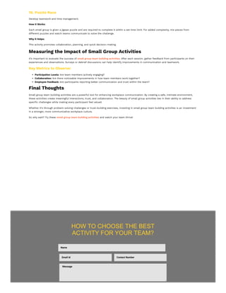 How Small Group Team Building Activities Enhance Workplace ...