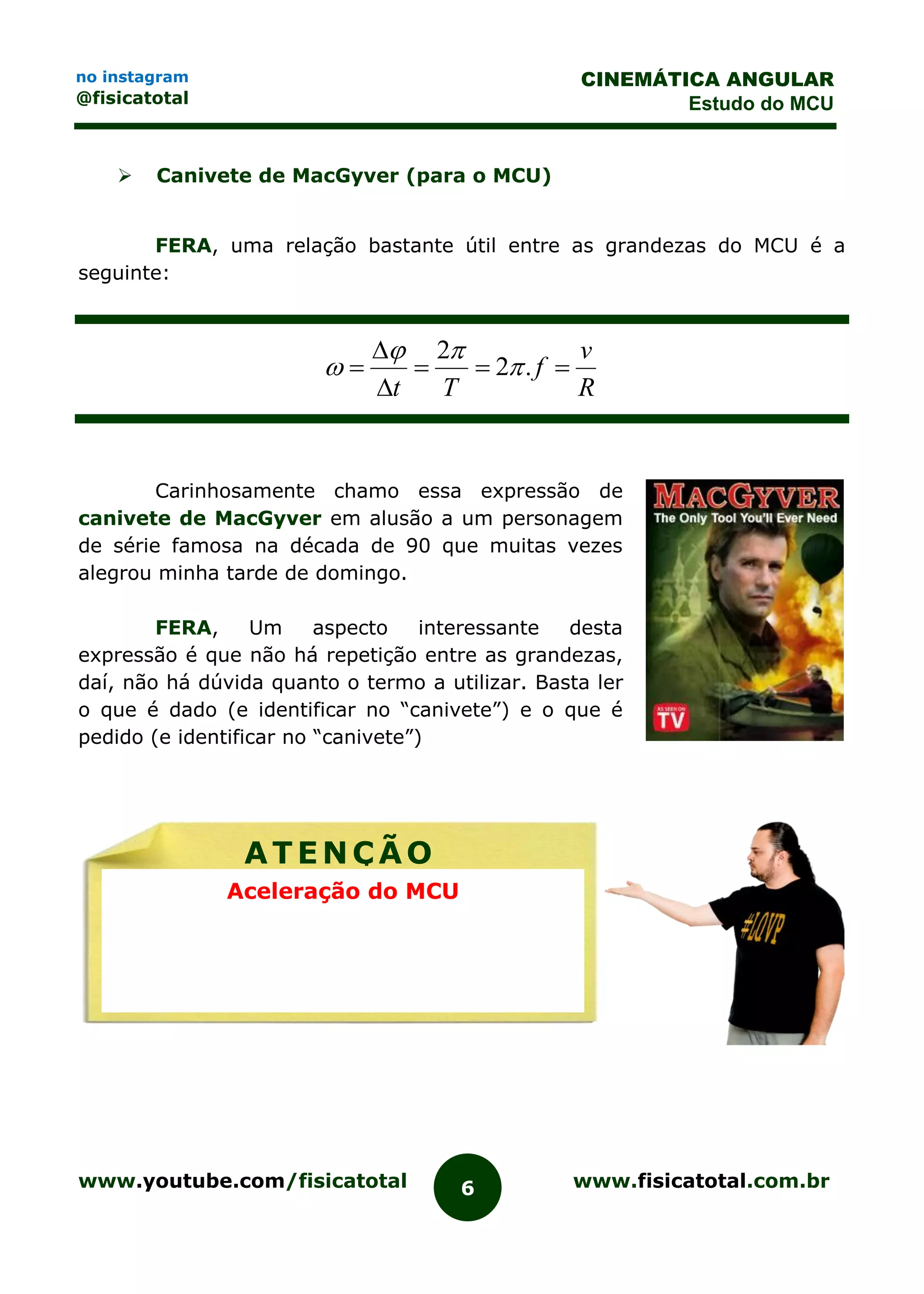 Resumo de MCU (Movimento Circular e Uniforme) | PDF
