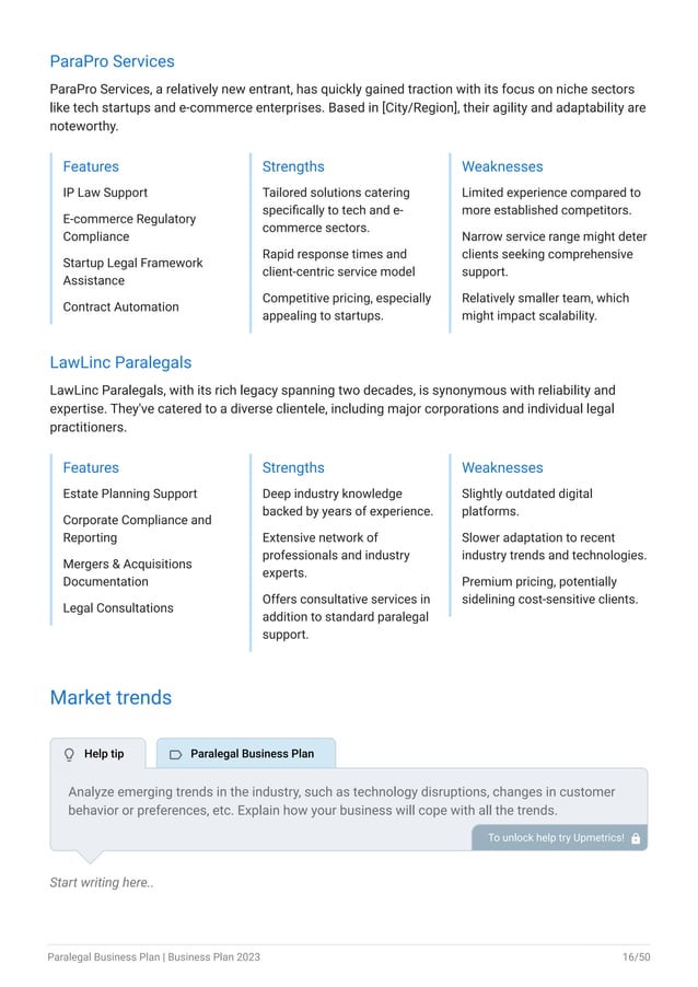 paralegal business plan example | upmetrics | PDF | Legal Services ...