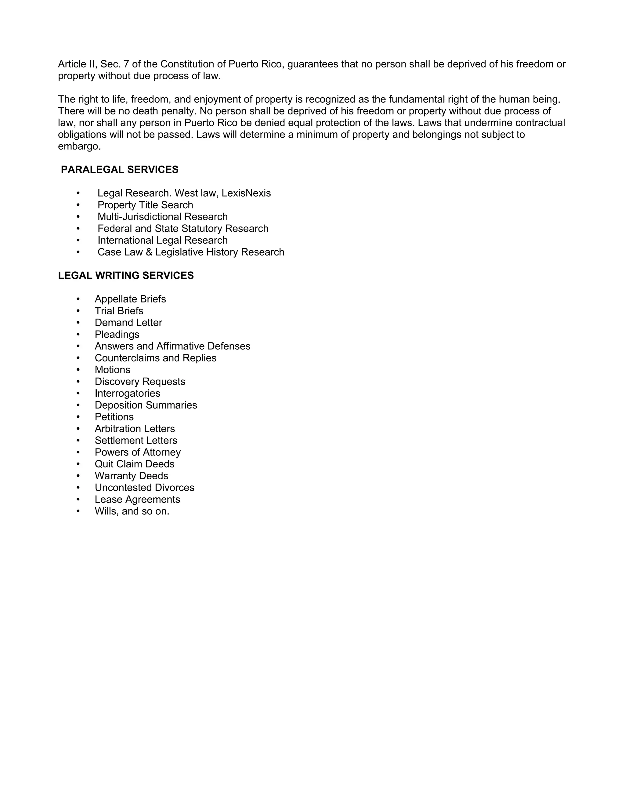 Paralegal & Process Server Services of Puerto Rico | PDF