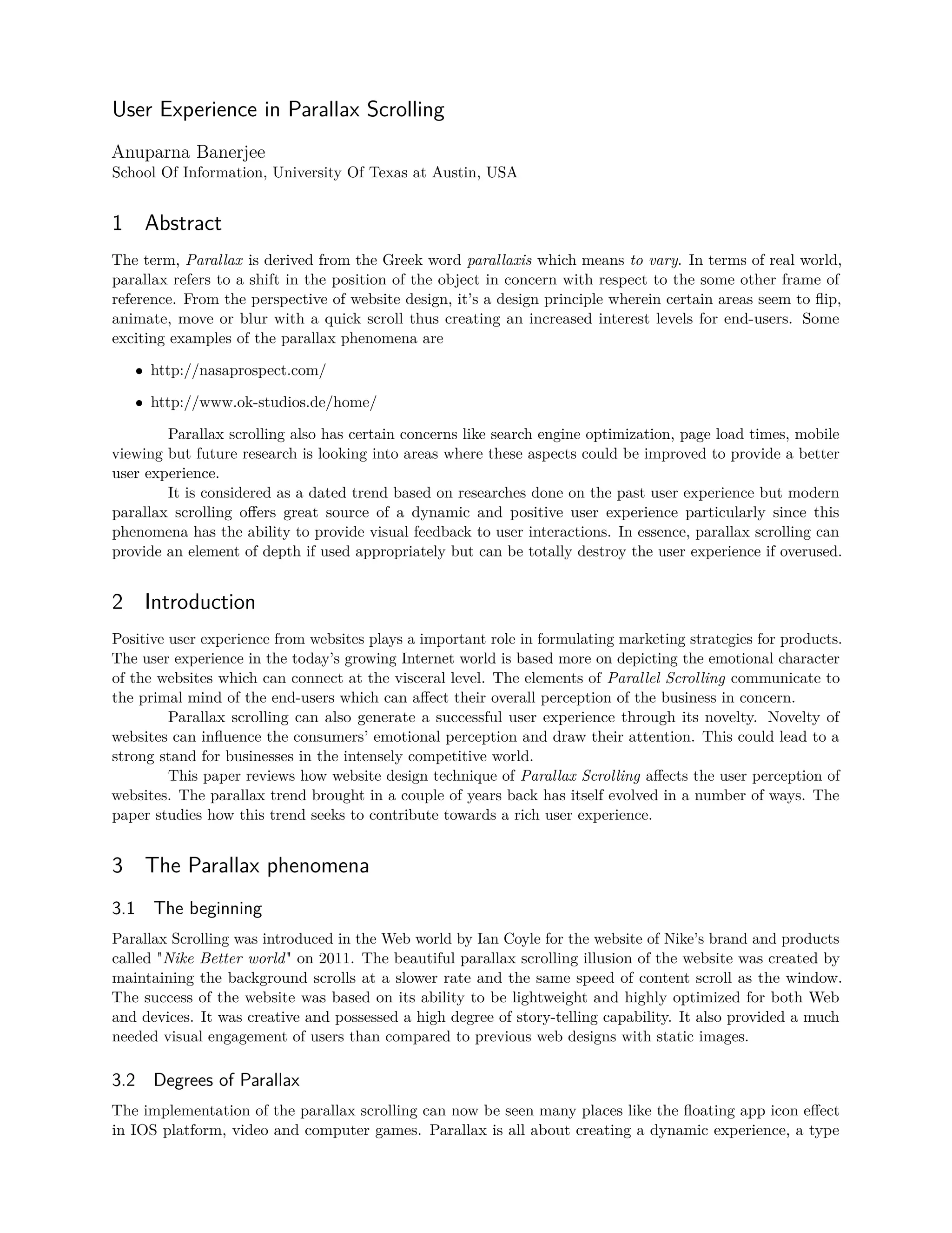 Parallax scrolling usability | PDF