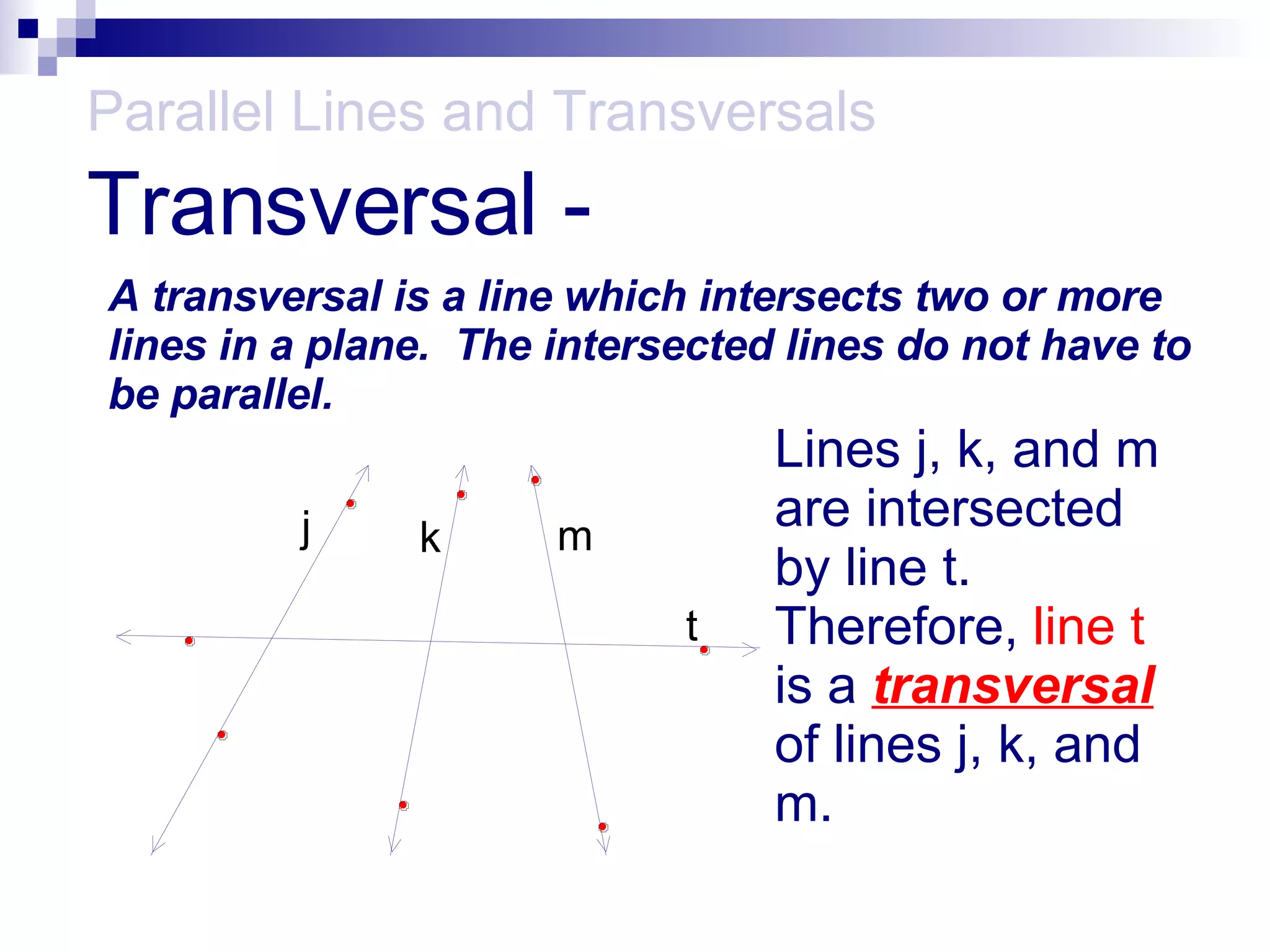 Parallel Lines with Transversals | PPT