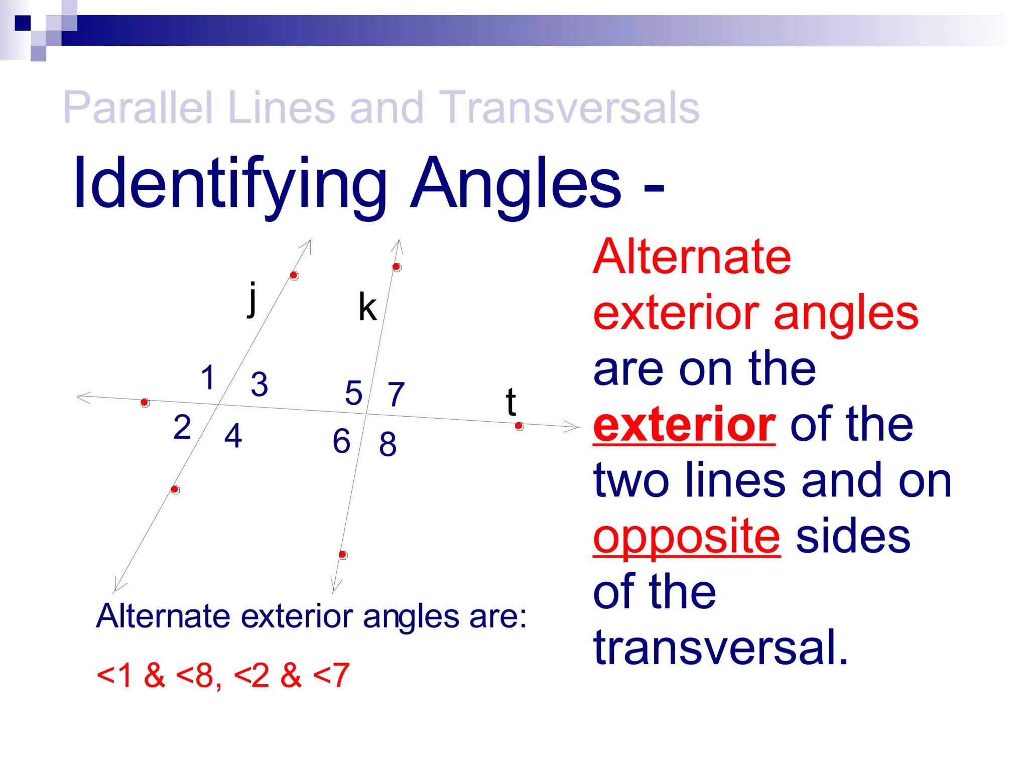 Parallel Lines with Transversals | PPT