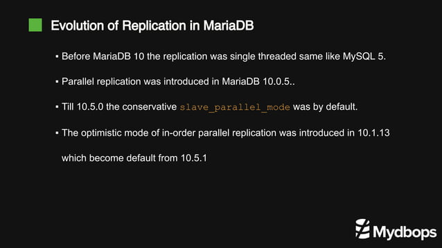 Parallel Replication in MySQL and MariaDB | PDF