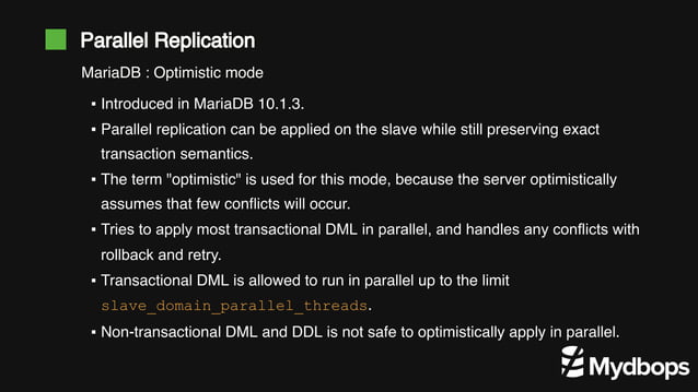 Parallel Replication in MySQL and MariaDB | PDF