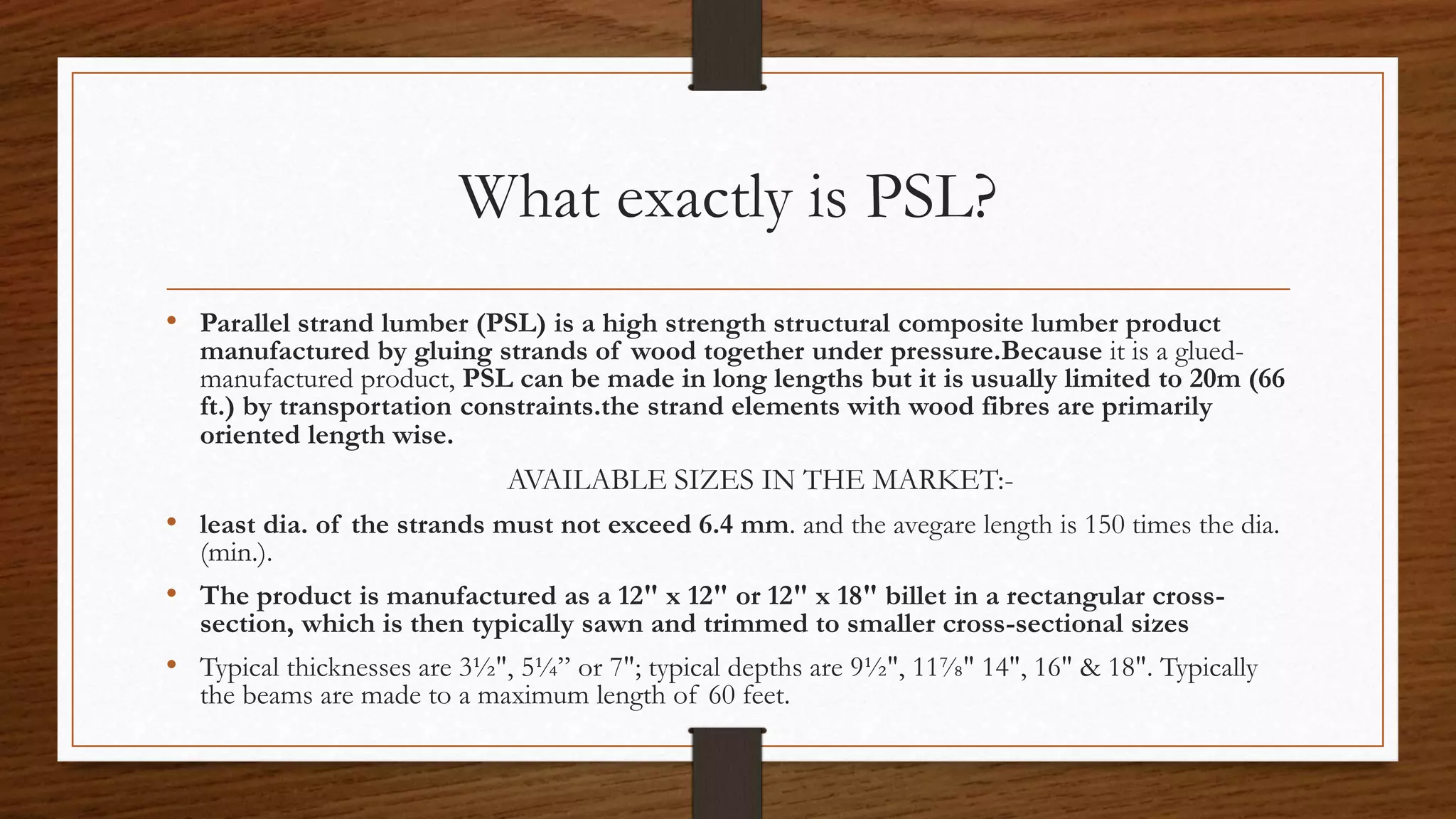 Parallel strand lumber | PPTX