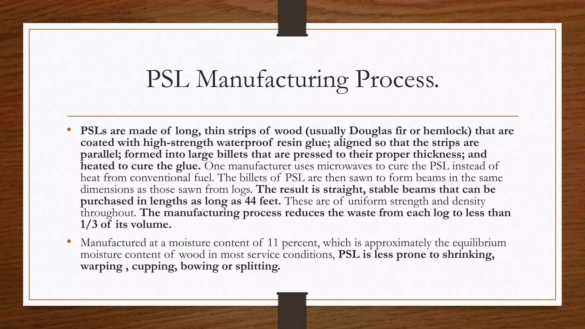 Parallel strand lumber | PPTX