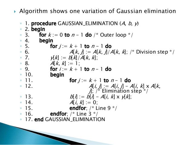 Parallel Algorithm In Linear Algebra