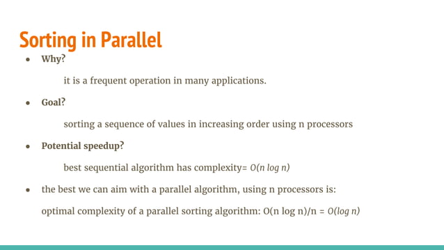 Parallel Sorting Algorithms