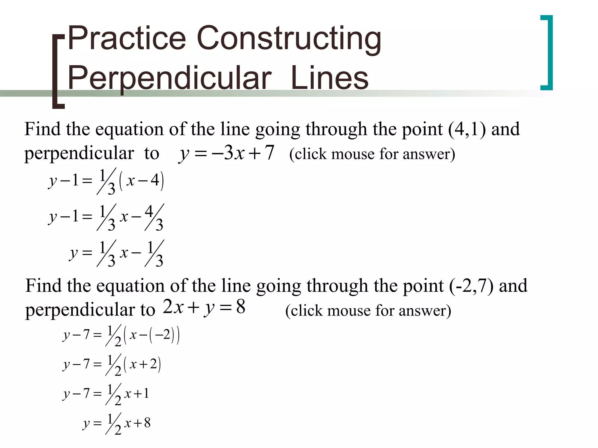 Parallel and perpendicular lines | PPT