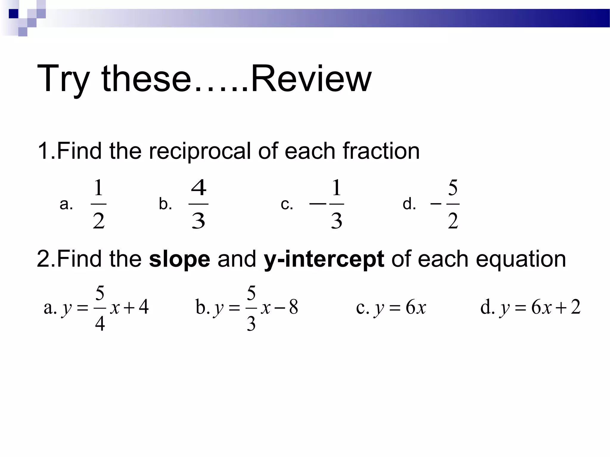 Parallel and Perpendicular Slopes lines | PPT