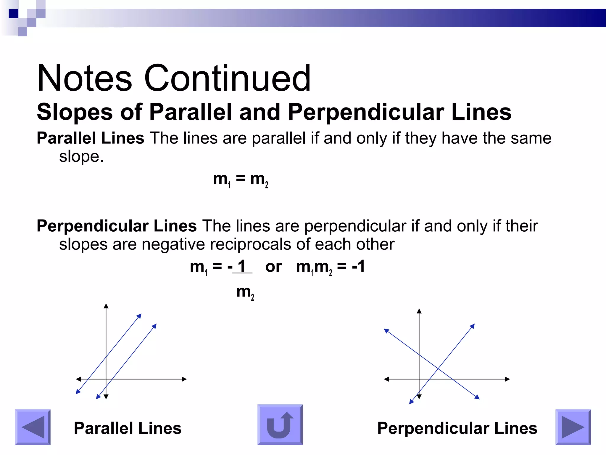 Parallel and Perpendicular Slopes lines | PPT