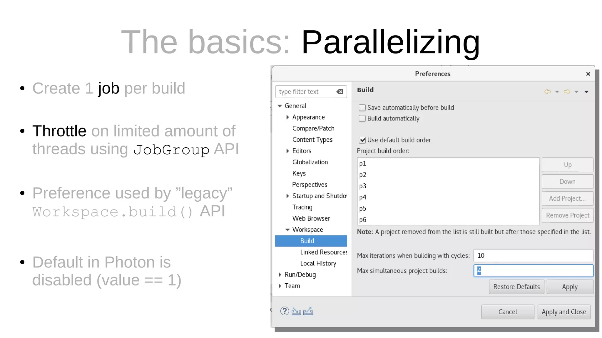 Parallel Builds In Eclipse Ide Workspace Odp Programming Languages Computing