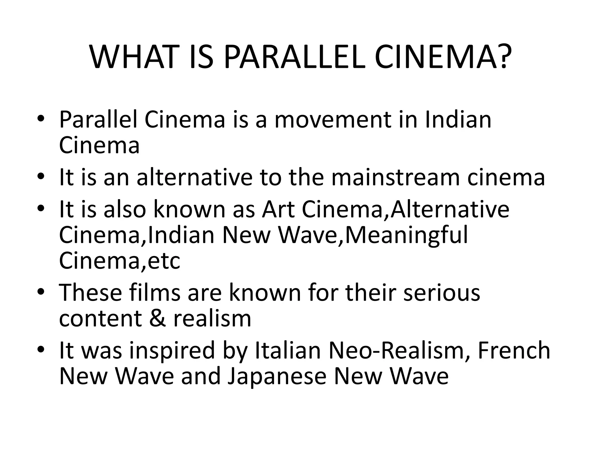 The Great Indian Parallel cinema | PPTX