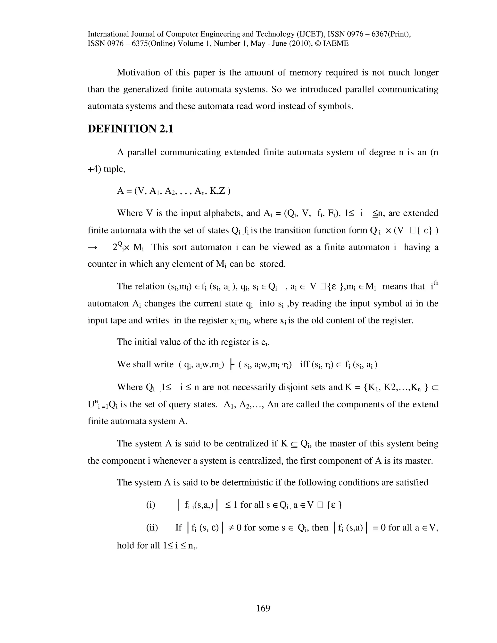 Parallel Communicating Extended Finite Automata Systems Pdf