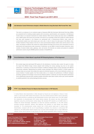IEEE Final Year Projects 2011-2012 :: Elysium Technologies Pvt Ltd::Paralleldistributed | PDF