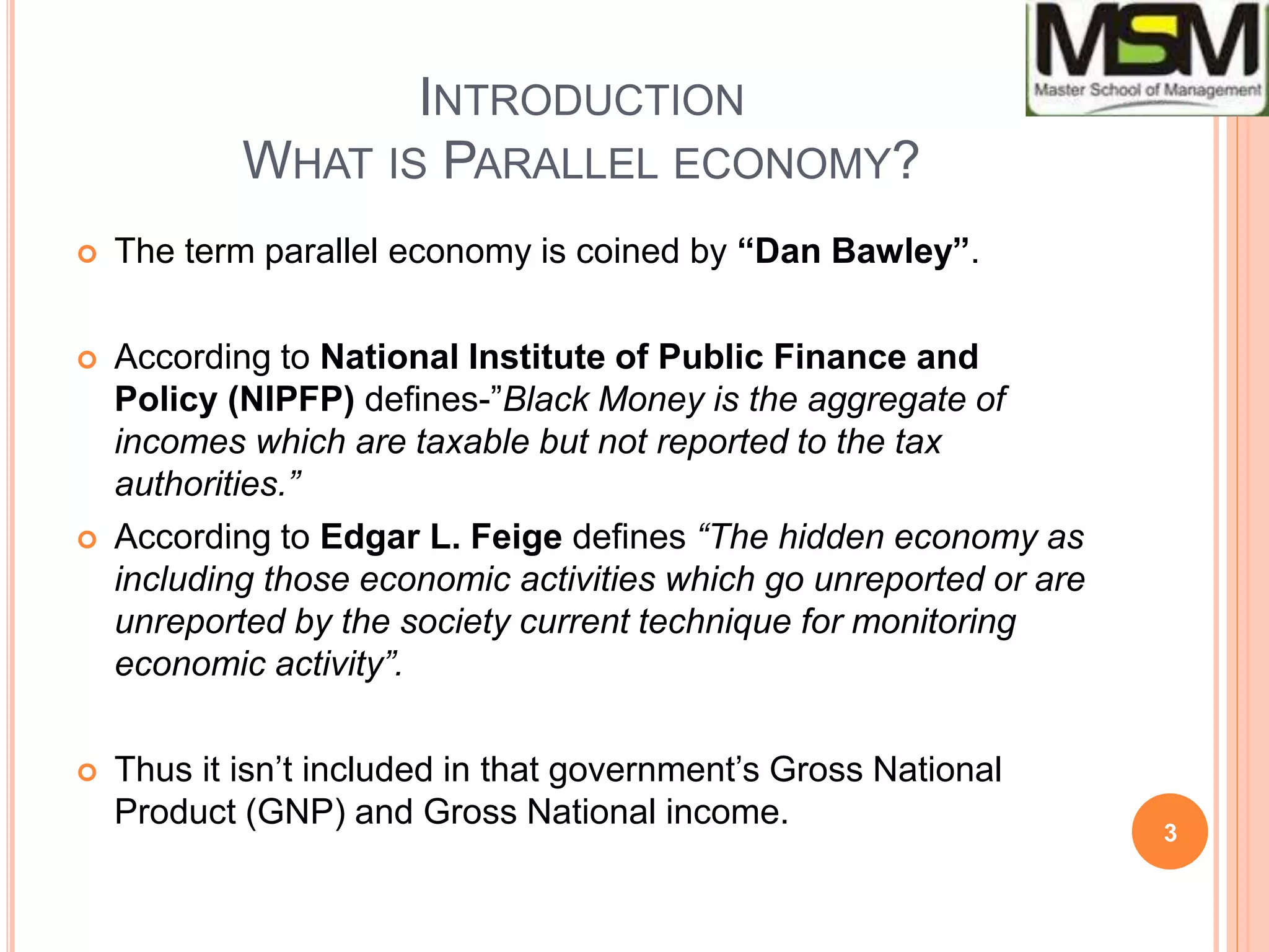 Parallel economy: Issues and Challenges | PPT