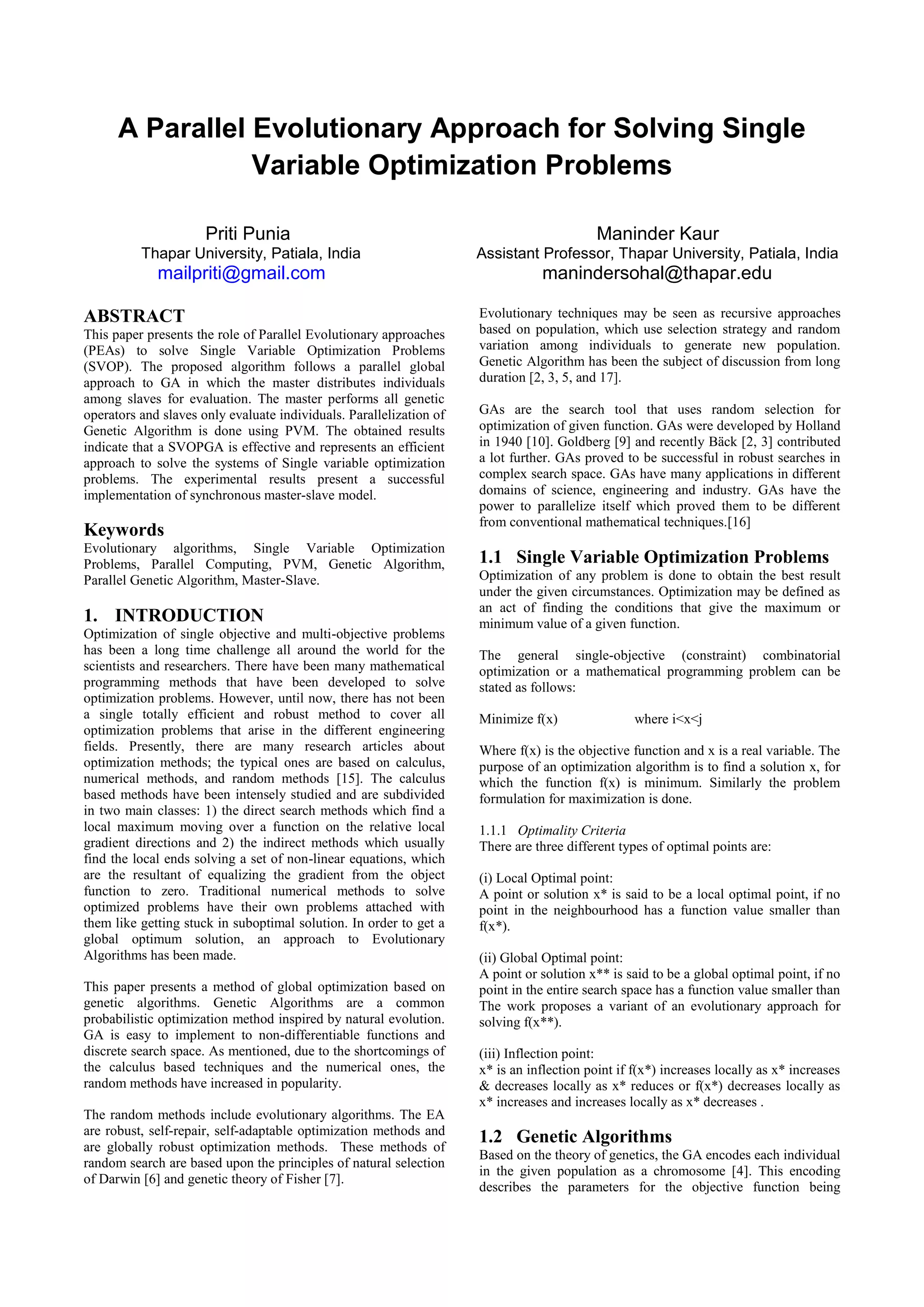 Parallel evolutionary approach paper | PDF | Computing | Technology & Computing