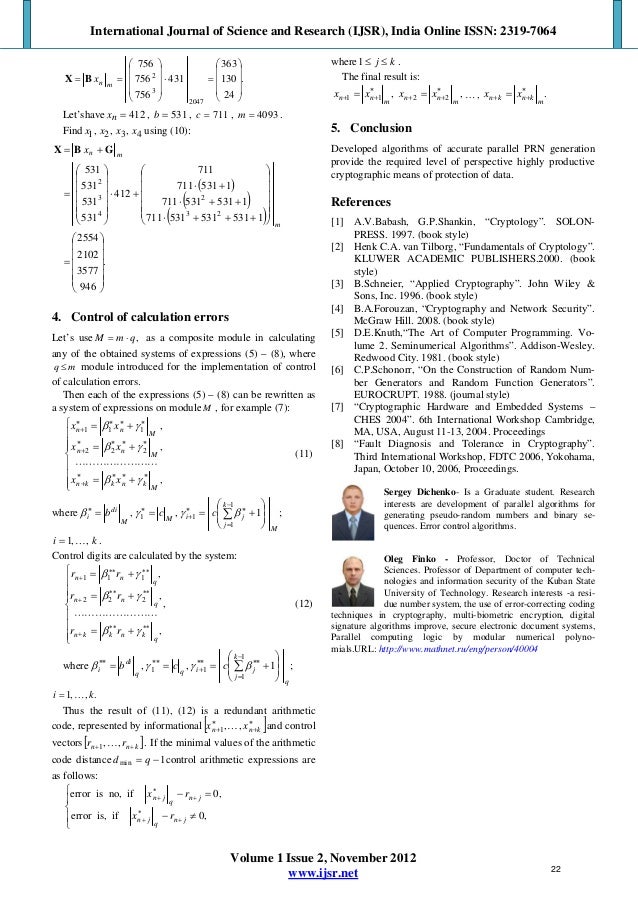 Parallel Generators Of Pseudo Random Numbers With Control Of Calculat