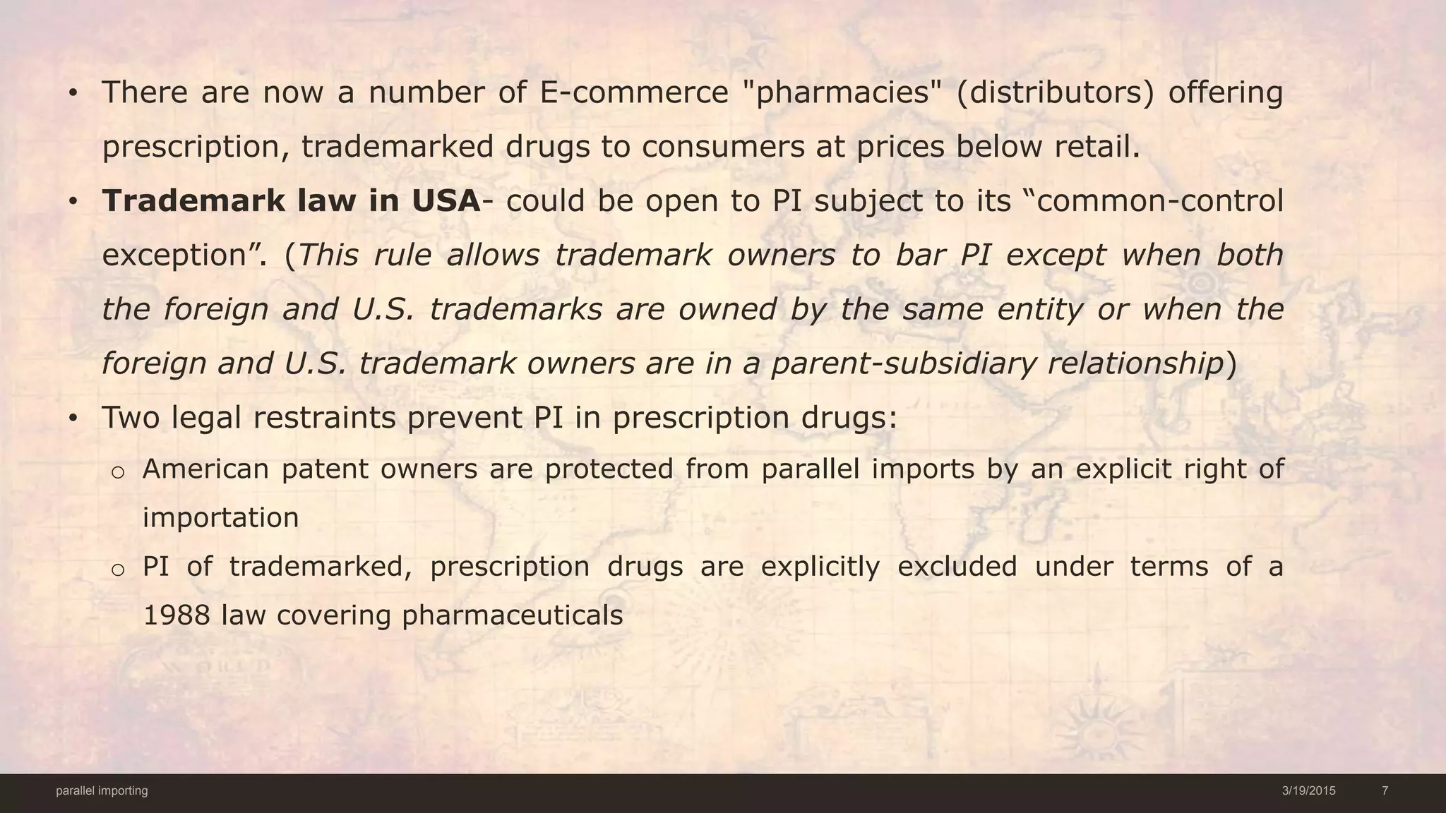 Parallel imports of pharmaceuticals ppt | PPTX