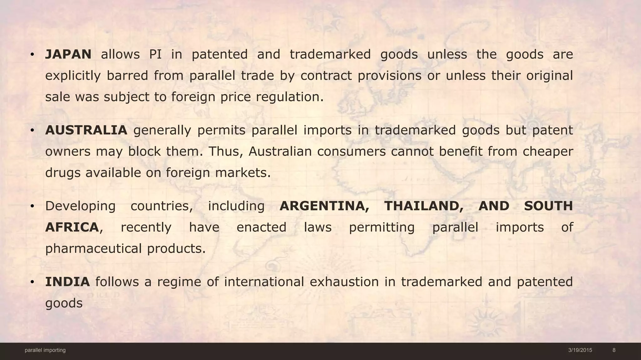 Parallel imports of pharmaceuticals ppt | PPTX