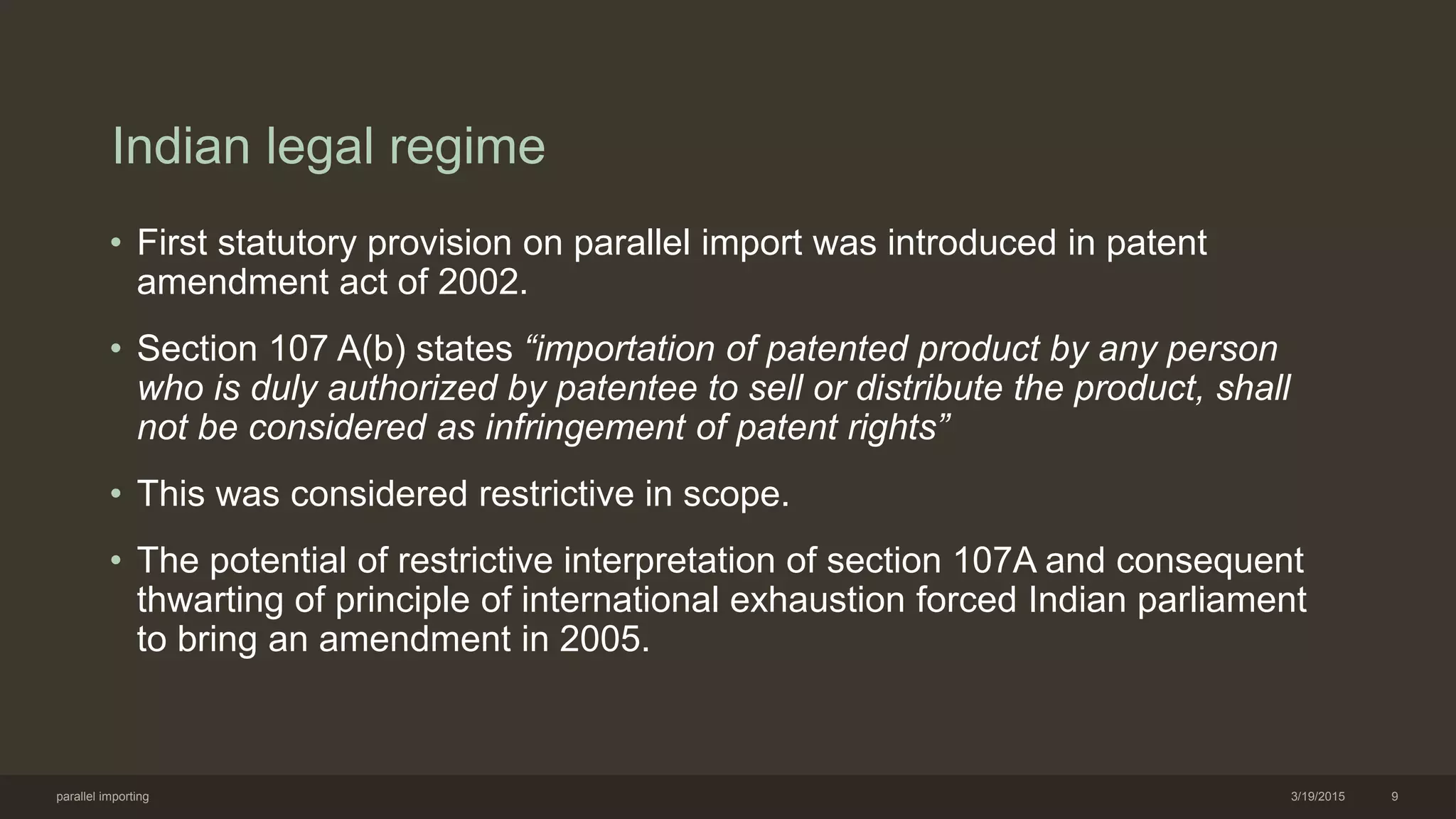 Parallel imports of pharmaceuticals ppt | PPTX