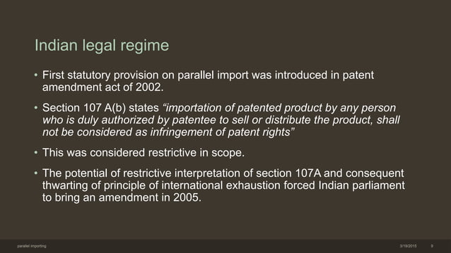 Parallel imports of pharmaceuticals ppt | PPTX
