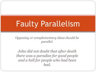 Mastering Parallelism: Enhancing Sentence Clarity and Balance in ...