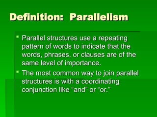 parallelism ONE GRADE EIGHT LESSON ppt | PPT