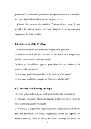 Parallelism in selected children’s poems.presented by aisha sa’adi al ...