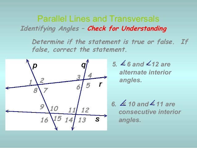 Parallel lines and transversals