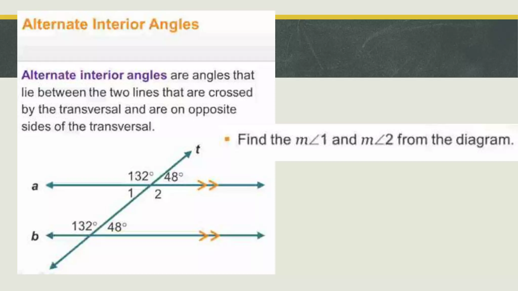 Parallel lines cut by a transversals | PPTX | Educational Assessment ...