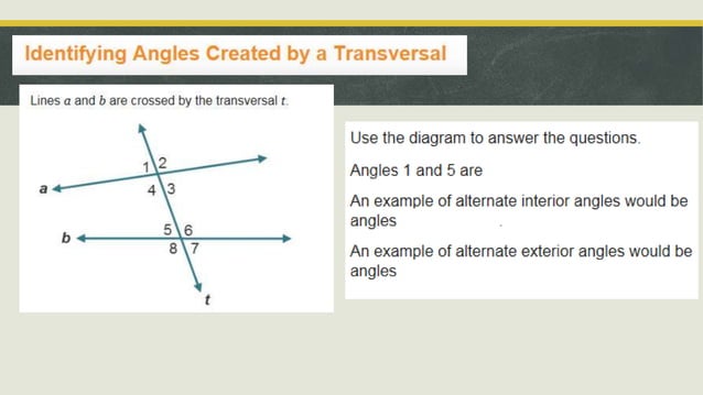 Parallel lines cut by a transversals | PPTX | Educational Assessment ...