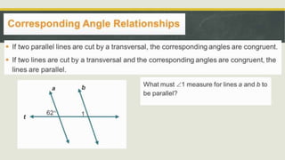 Parallel lines cut by a transversals | PPTX