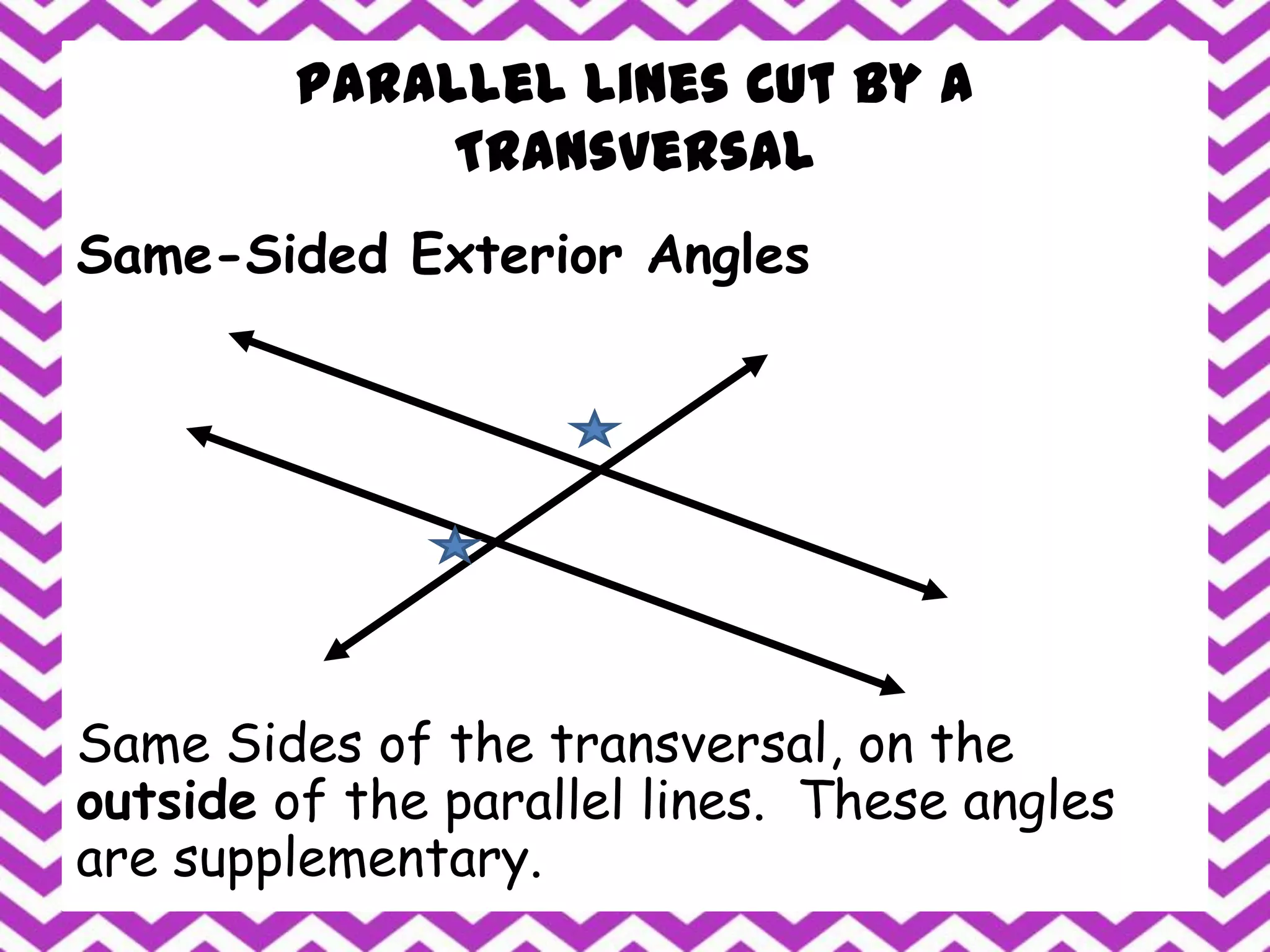 Parallel lines cut by a transversal vocaulary | PPT