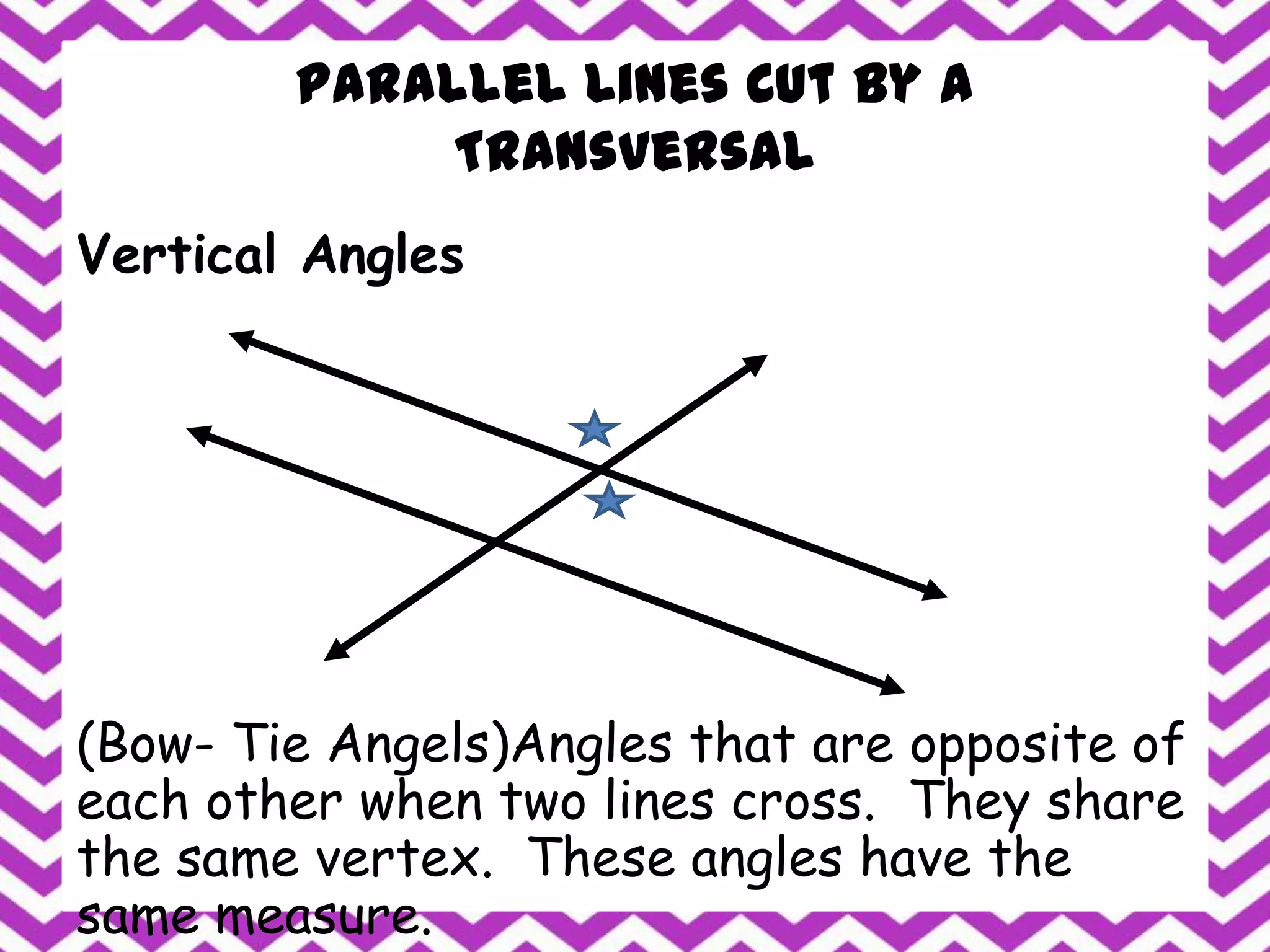 Parallel lines cut by a transversal vocaulary | PPT