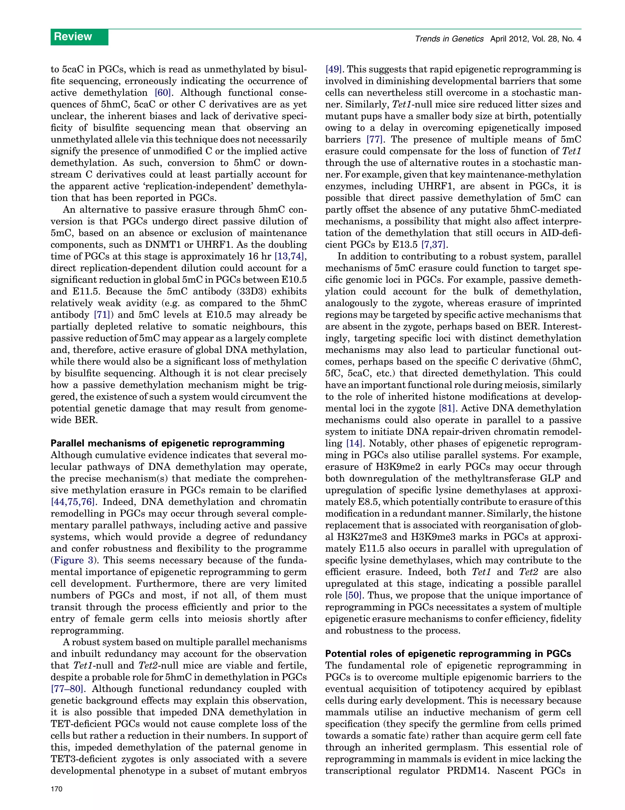 Parallel mechanisms of epigenetic reprogramming in the germline | PDF