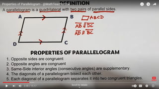 PROPERTIES OF PARALLELOGRAM, SOLVING PARALLELOGRAM | PPTX