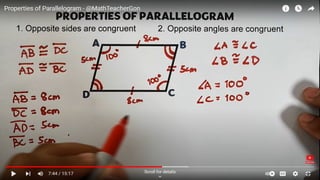 PROPERTIES OF PARALLELOGRAM, SOLVING PARALLELOGRAM | PPTX